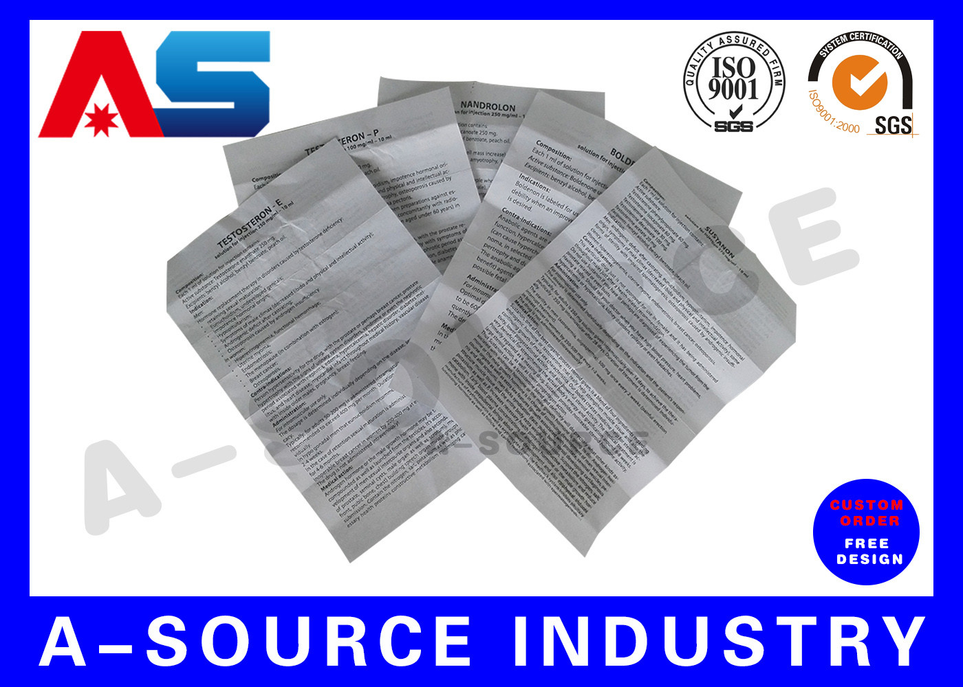 Test 250mg Paper Insert Printing , Leaflet Printing Carton Medicine Box ...