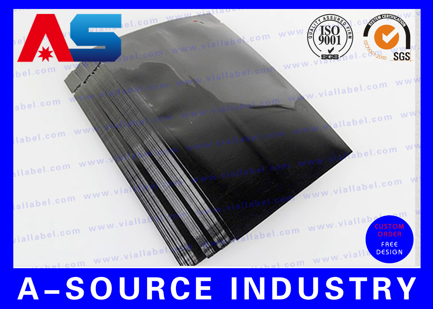 Tablet Aluminum Stand Up Pouch Plastic Blister Packaging 9 * 6 cm Black ...