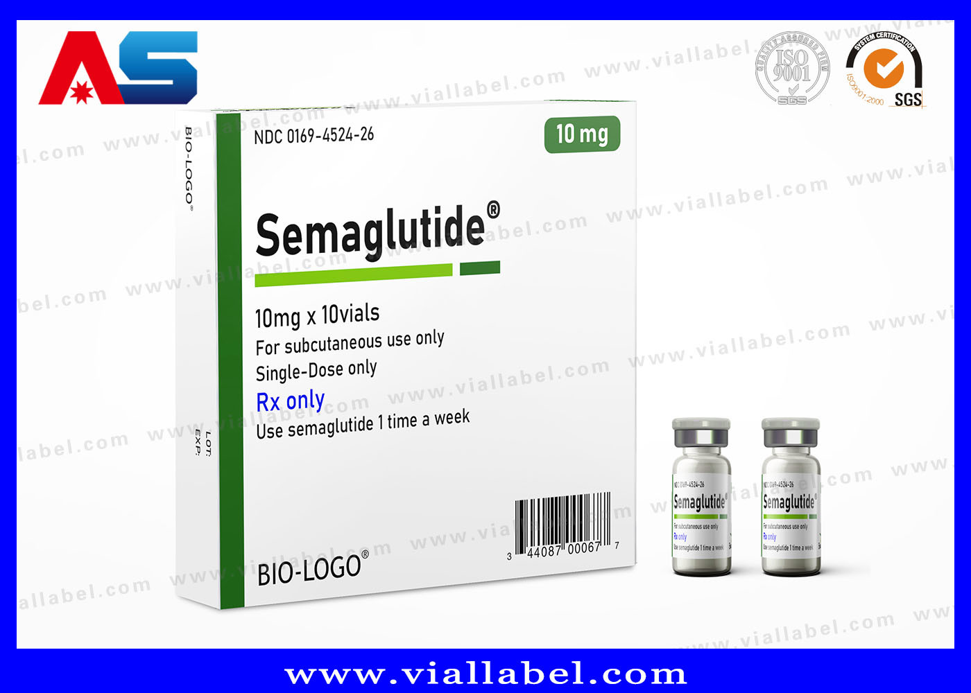 Semaglutide 2ml Vial Box Printing With UV Glossy Laminate And Customized Design