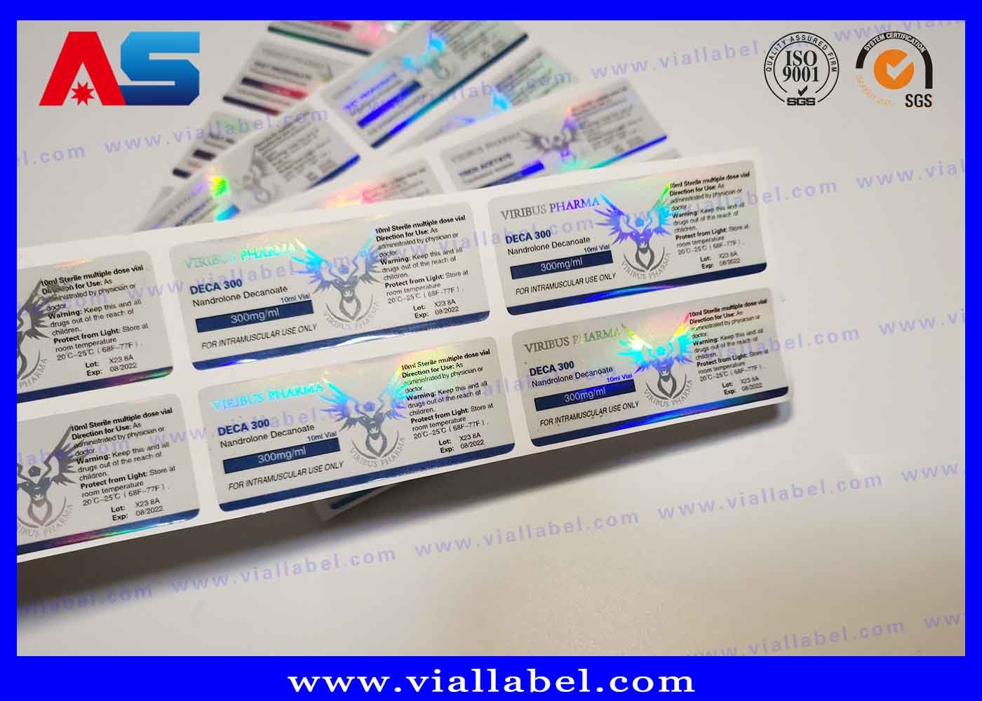 Customized Anabolic Peptide Bottle Labels , Glass Vial 3D Hologram ...