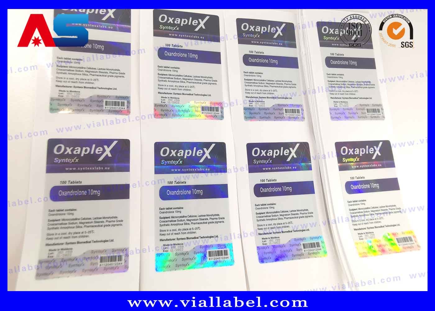Holographic Prescription 10ml Vial Labels Printing Custom Peptide Vial Labels